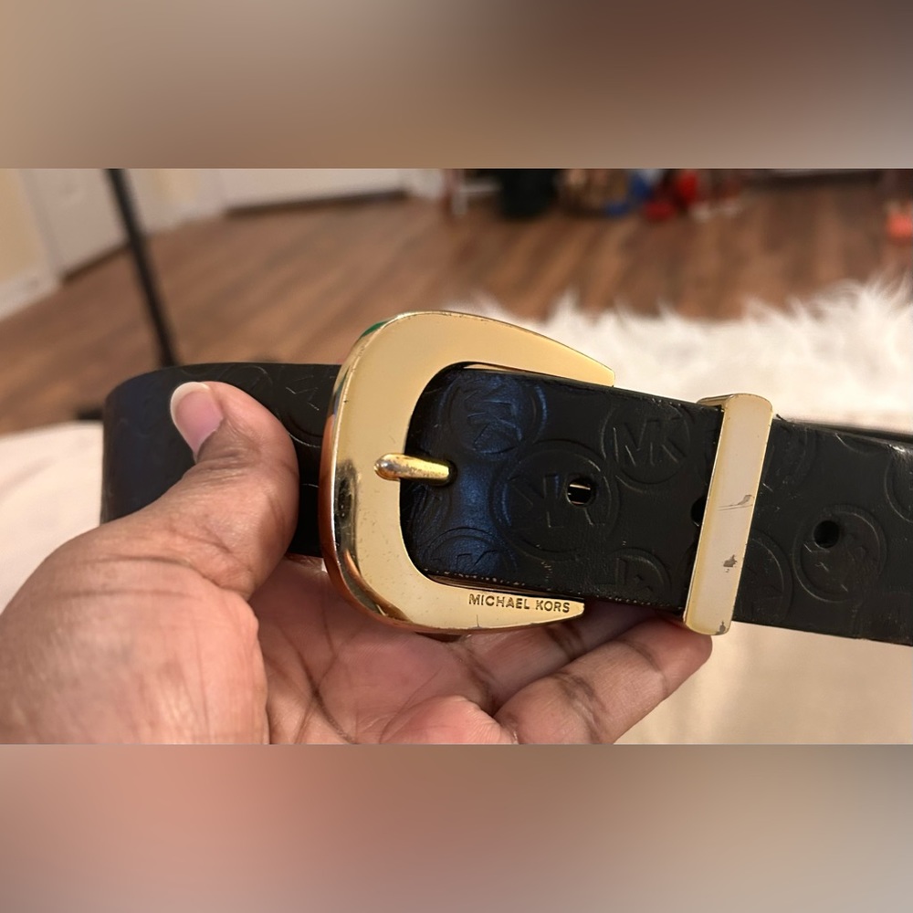 Michael Kors Mk Logo Genuine Leather Belt - Gem
